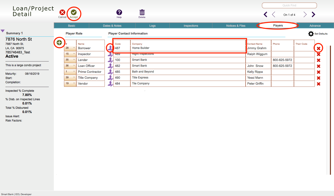 How to Setup Player (Contacts) Associated With a Loan - ECL Help Desk