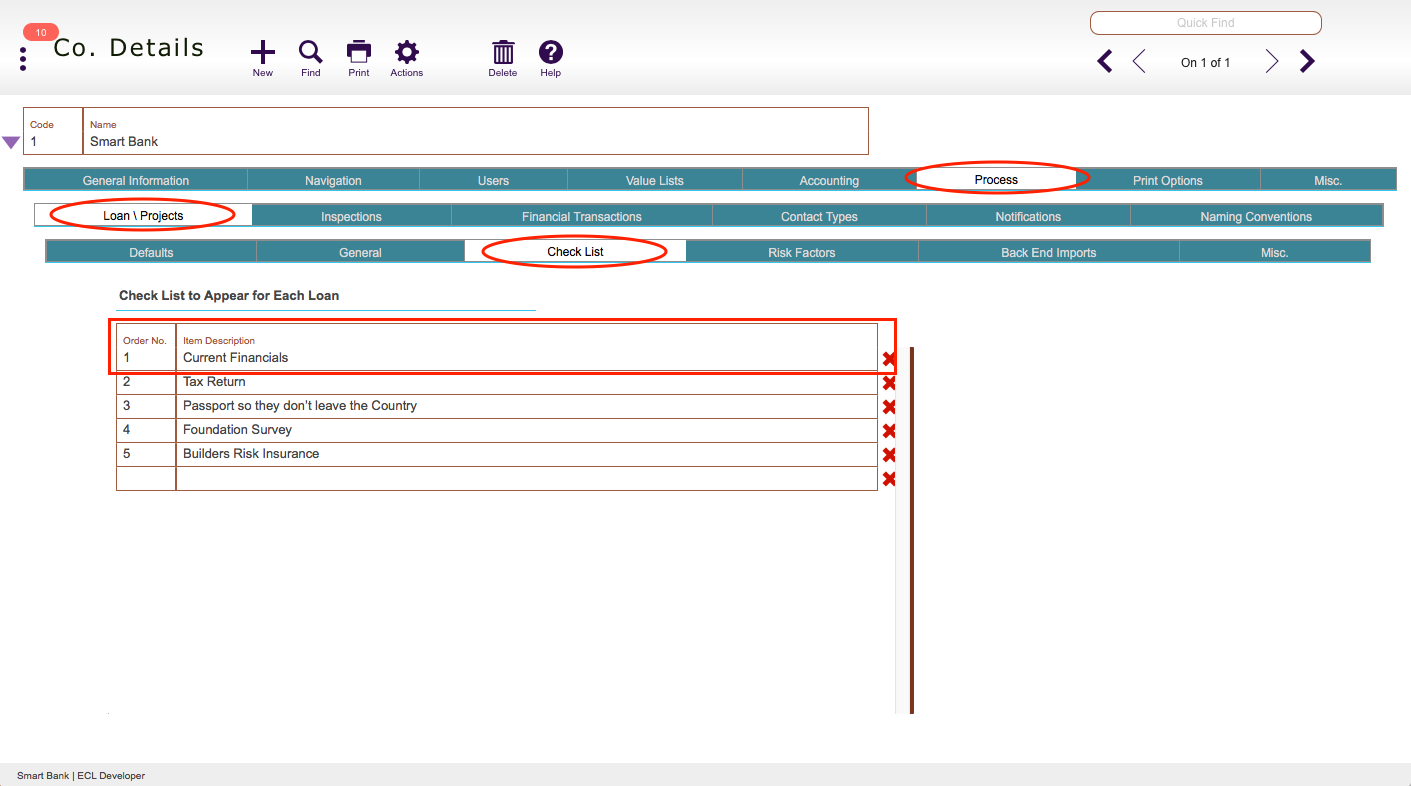 Enter Values for Loan Checklist - ECL Help Desk