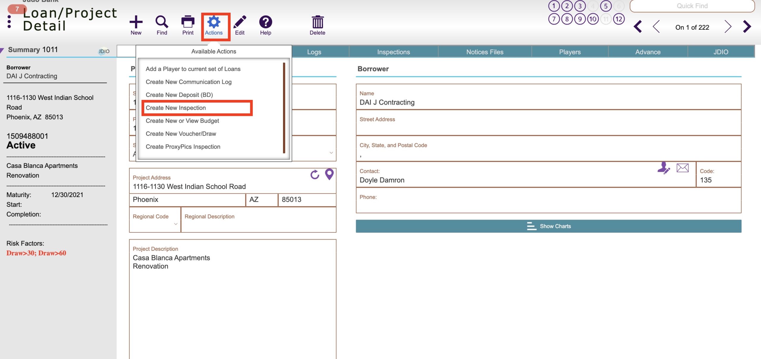 Adding Inspection Request to JDIO - ECL Help Desk